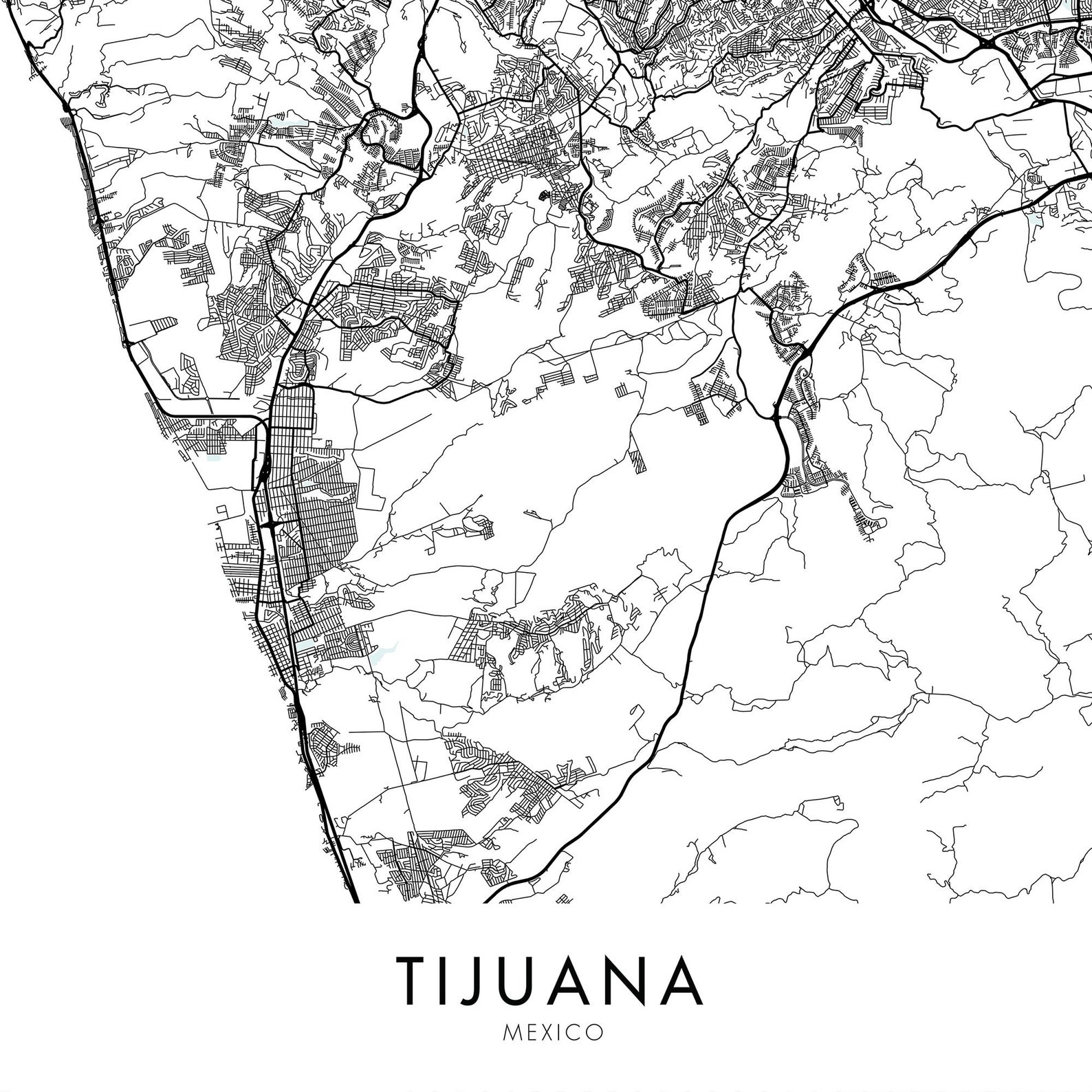 Tijuana México Arte City Map Print Wall Art / A4 A3 A2 A1 - Etsy España