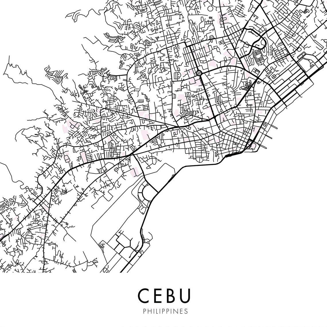 Cebu City Phillippines Map Print Wall Art Print at Home - Etsy
