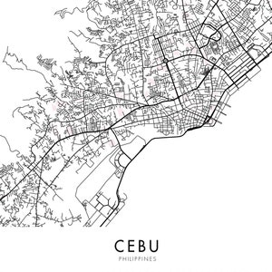 Cebu City, Phillippines Map Print Wall Art | Print at Home | Digital ...