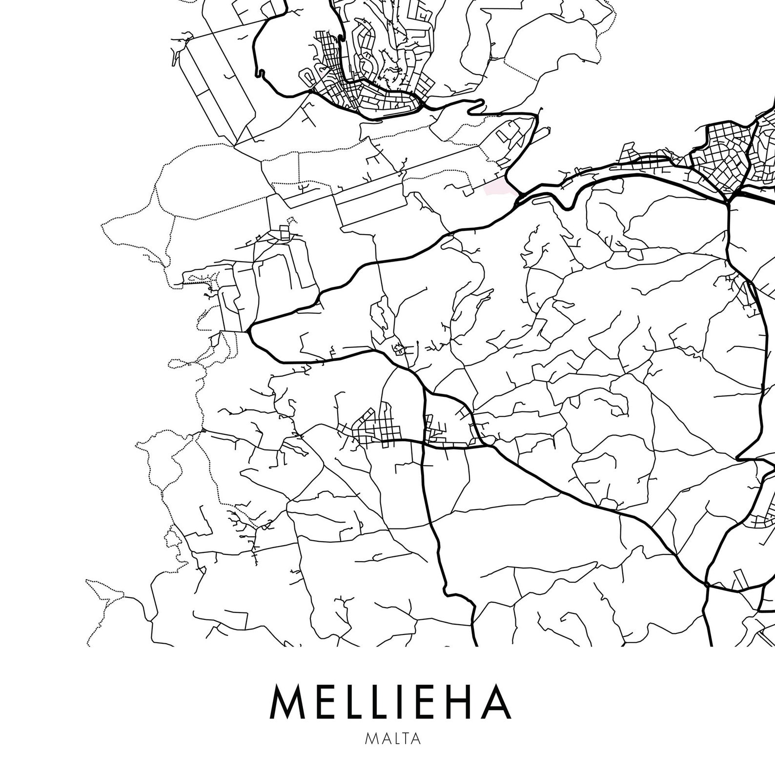 Mellieħa Malta Art City Map Print Wall Art A4 A3 A2 A1 - Etsy