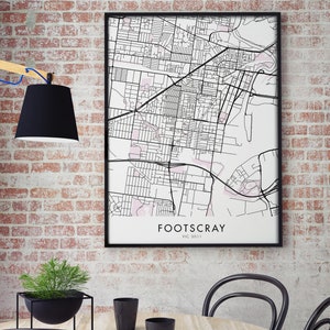 Footscray, Melbourne City Map Print Wall Art | Print at Home | Digital ...