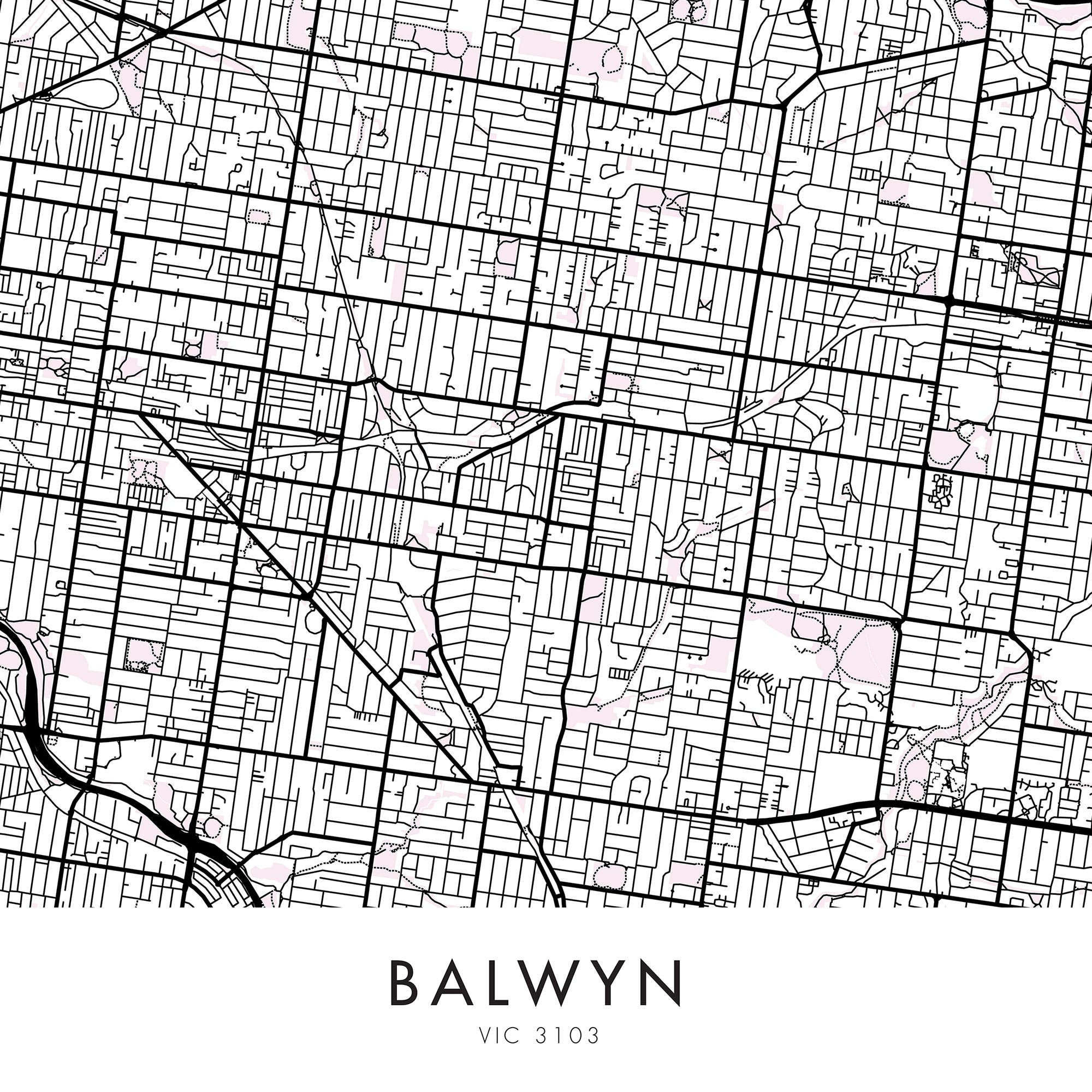 Balwyn, Melbourne City Map Print Wall Art | Print at Home | Digital ...