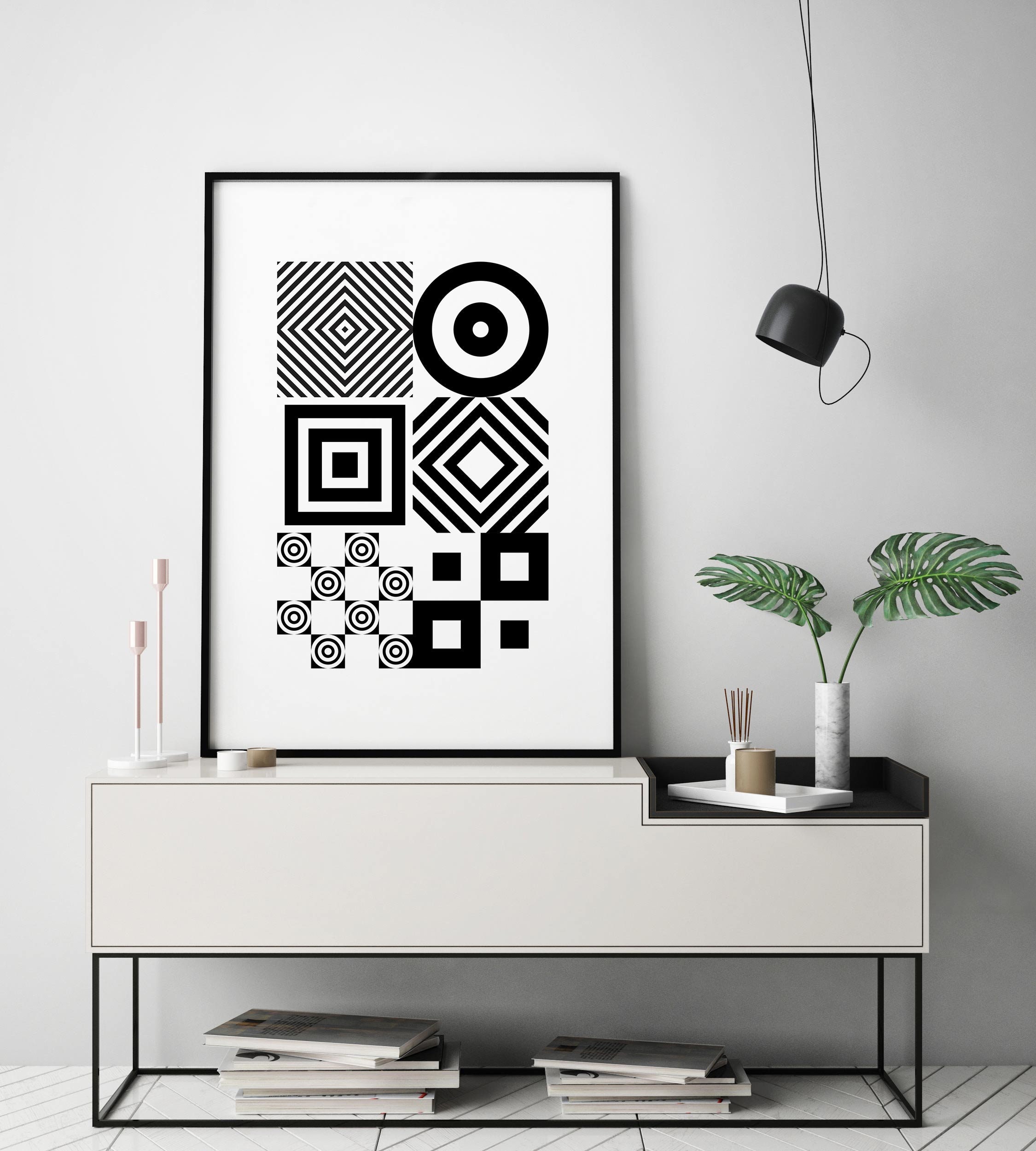 Bullseye | Modern Geo Black & White Abstract Print Wall Art | 4x6 5x7 ...