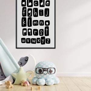 Alphabet Black & White Text Poster Print Wall Art | Childrens Kids Boys ...