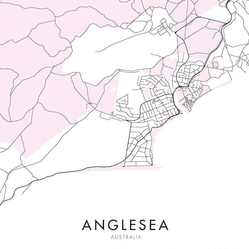 Anglesea, Victoria, Australia Art, City Map Print Wall Art | A4 A3 A2 ...