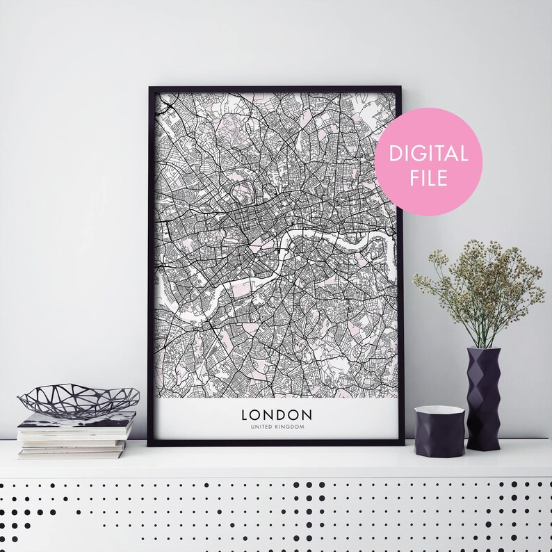 London England UK Art City Map Print Wall Art Print at - Etsy