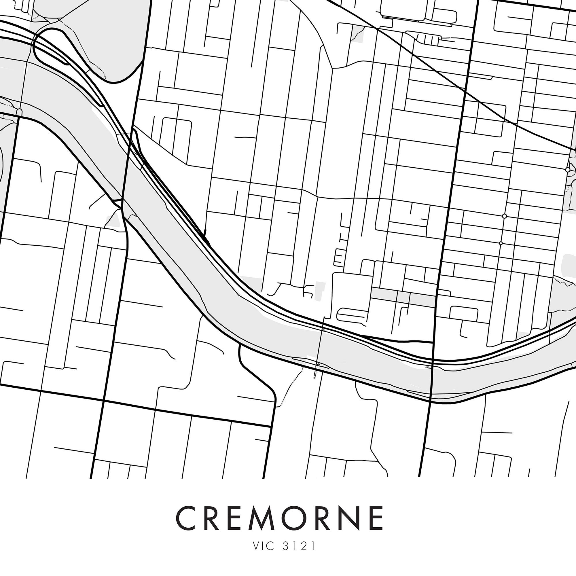Cremorne Melbourne Art City Map Print Wall Art A4 A3 A2 A1 - Etsy UK