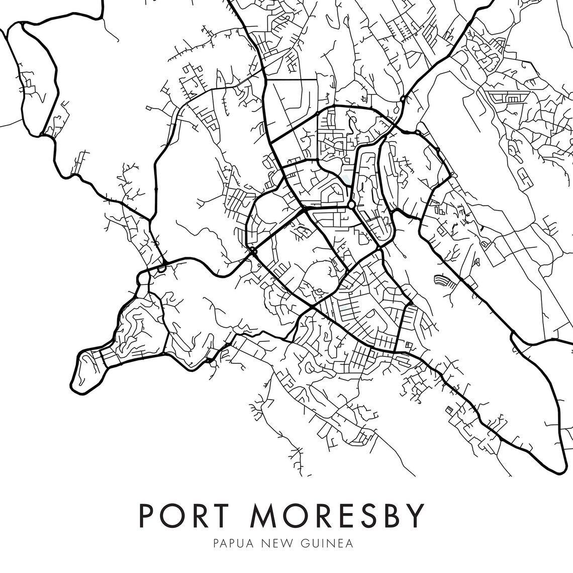 Port Moresby Papua New Guinea City Map Print Wall Art Print | Etsy