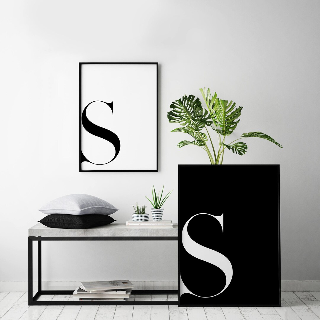 2 X Letter S Black & White Poster Prints | Print at Home | Digital ...