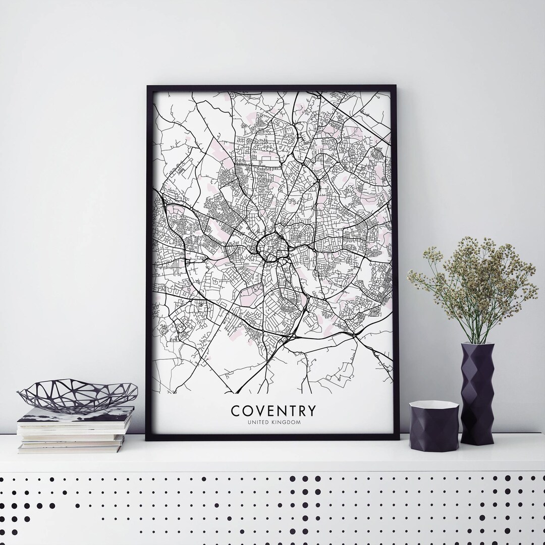 Coventry, England UK Art, City Map Print Wall Art A4 A3 A2 A1 - Etsy