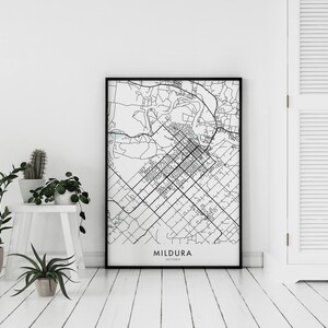 Mildura, Victoria, Australia City Map Print Wall Art | Print at Home ...