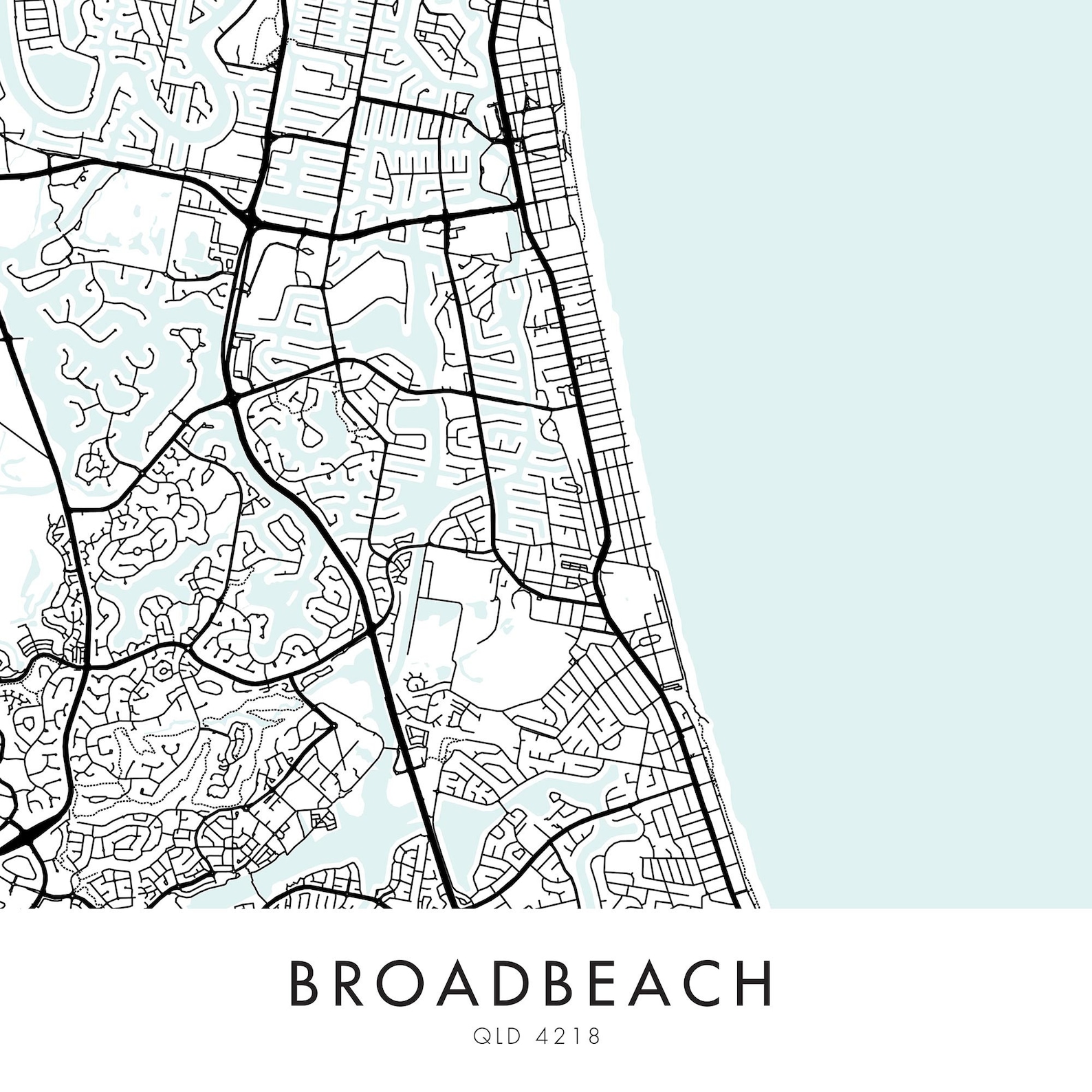 Broadbeach, Gold Coast, Australia City Map Print Wall Art | Print at ...