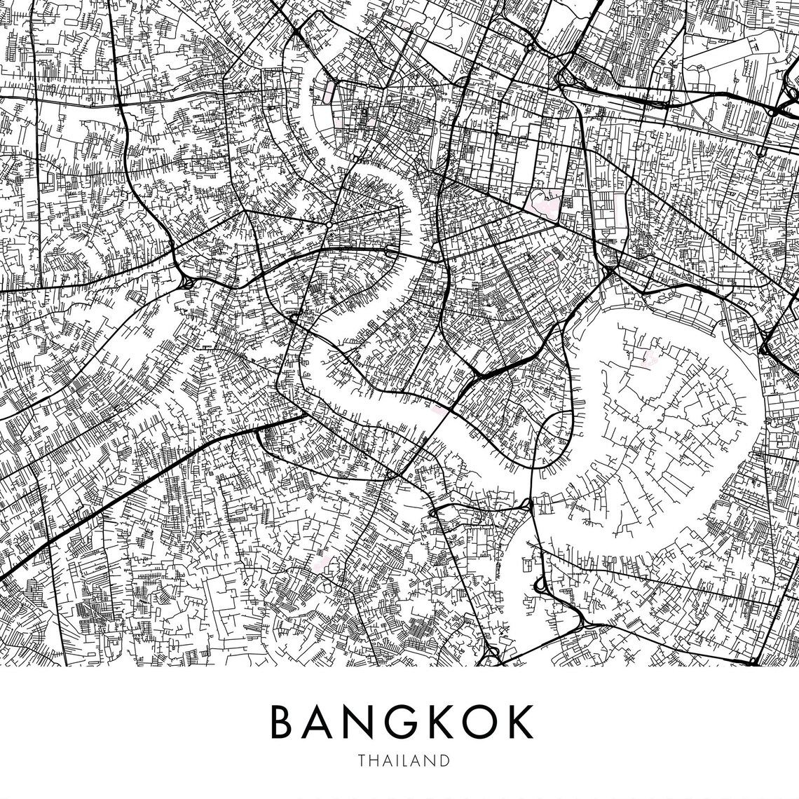 Bangkok, Thailand City Map Print Wall Art Poster | A4 A3 A2 A1 - Etsy