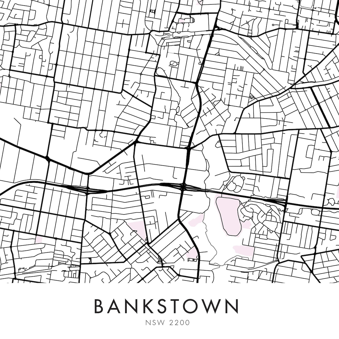 Bankstown Sydney Australia Art City Map Print Wall Art A4 | Etsy