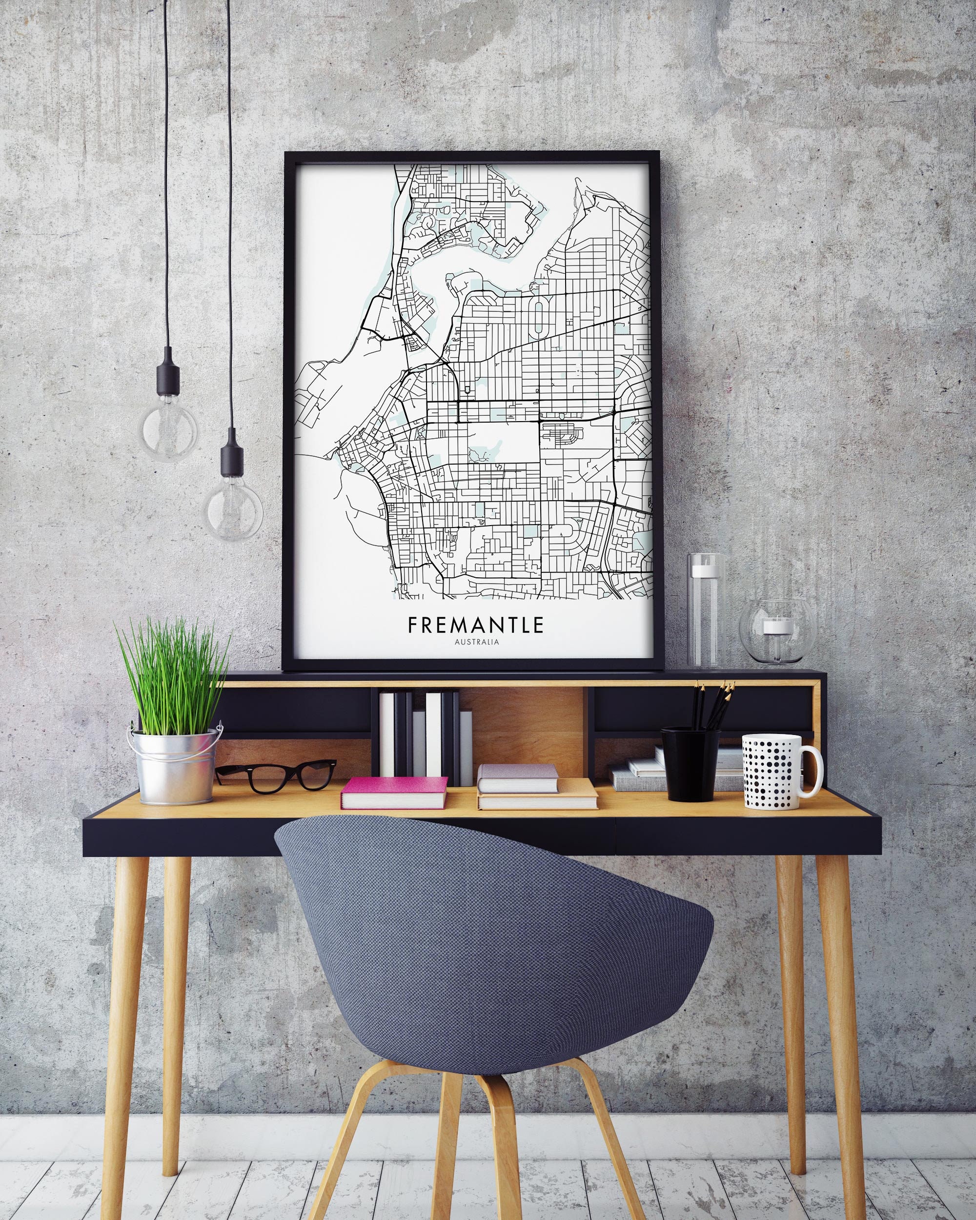 Fremantle, Western Australia City Map Print Wall Art | Print at Home ...