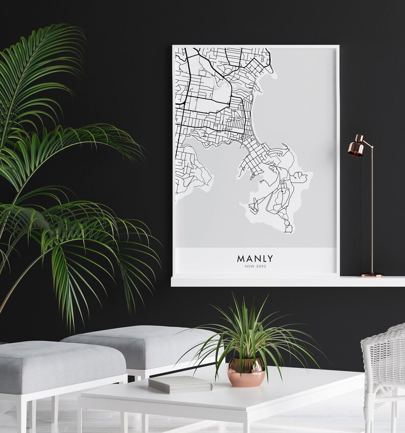 Manly Sydney Australia Art City Map Print Wall Art A4 A3 - Etsy