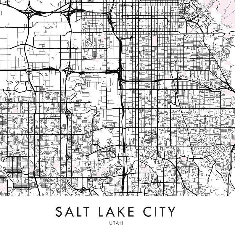 Salt Lake City, Utah City Map Print Wall Art | Print at Home | Digital ...
