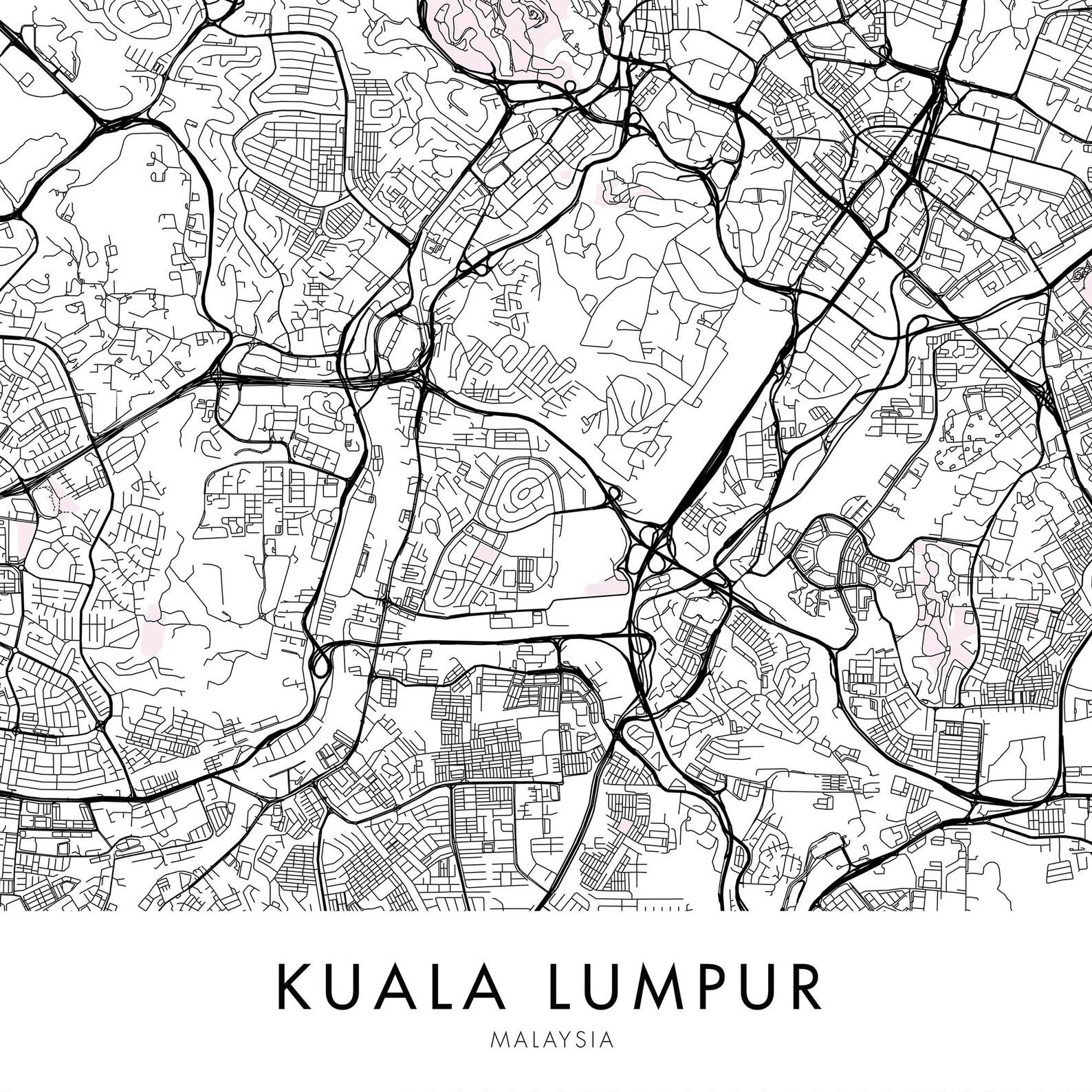 Kuala Lumpur, Malaysia City Map Print Wall Art Poster | Print at Home ...
