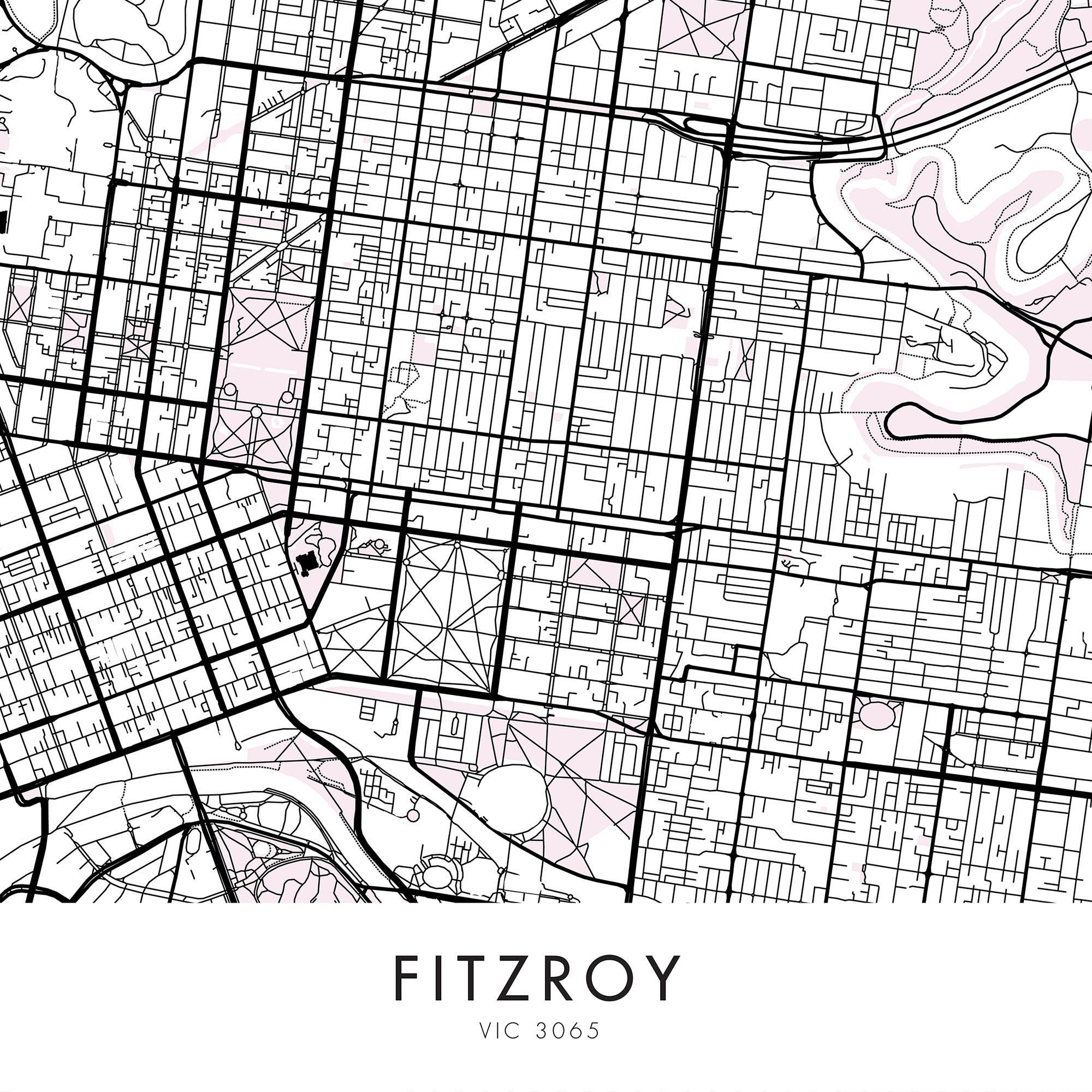 Fitzroy Melbourne Art City Map Print Wall Art A4 A3 A2 A1 - Etsy