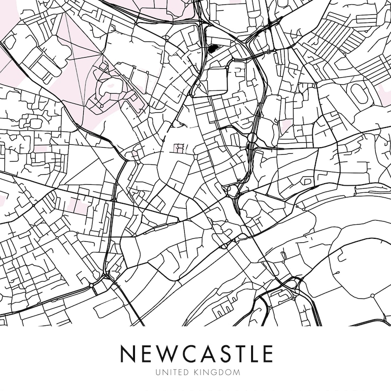 Newcastle United Kingdom UK City Art Map Print Wall Art A4 | Etsy