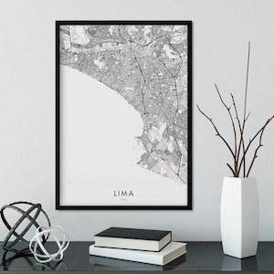 Lima, Peru City Map Print Wall Art Poster | Print at Home | Digital ...