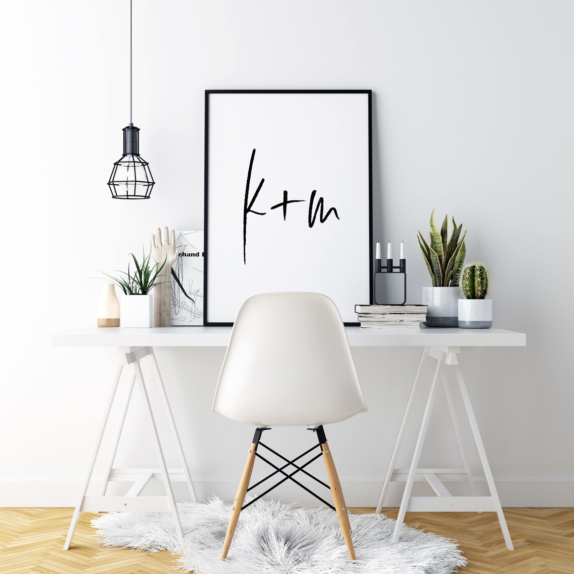 Custom Couples Initials Text Poster Print Wall Art | Etsy