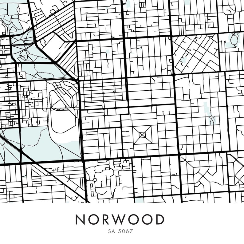 Norwood Adelaide Australia City Map Print Wall Art Print | Etsy