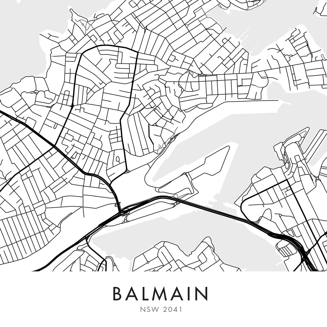 Balmain Sydney Australia Art City Map Print Wall Art A4 - Etsy