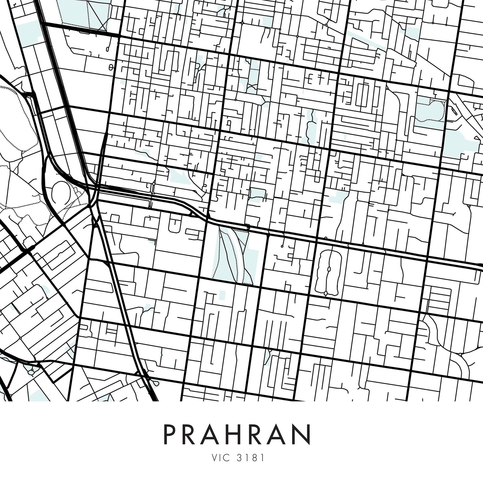 Prahran, Melbourne City Map Print Wall Art | Print at Home | Digital ...
