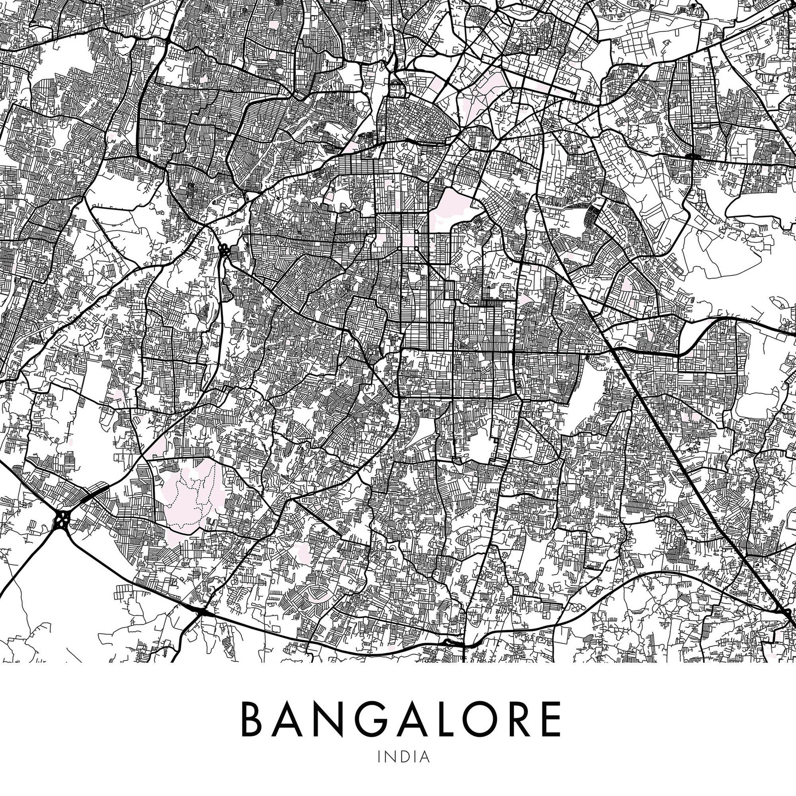 Bangalore India Art City Map Print Wall Art A4 A3 A2 A1 - Etsy