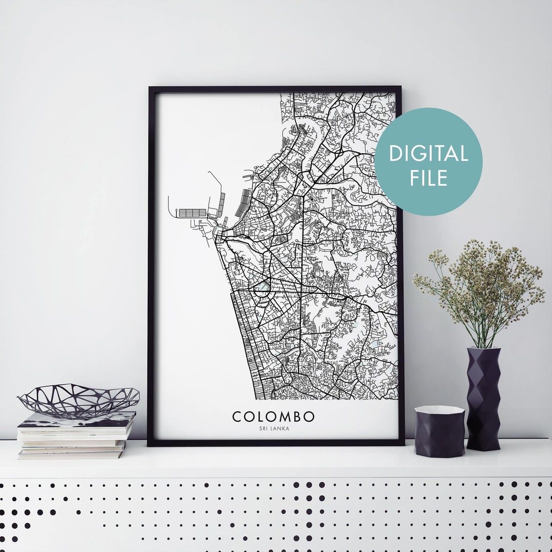 Colombo, Sri Lanka City Map Print Wall Art | Print at Home | Digital ...