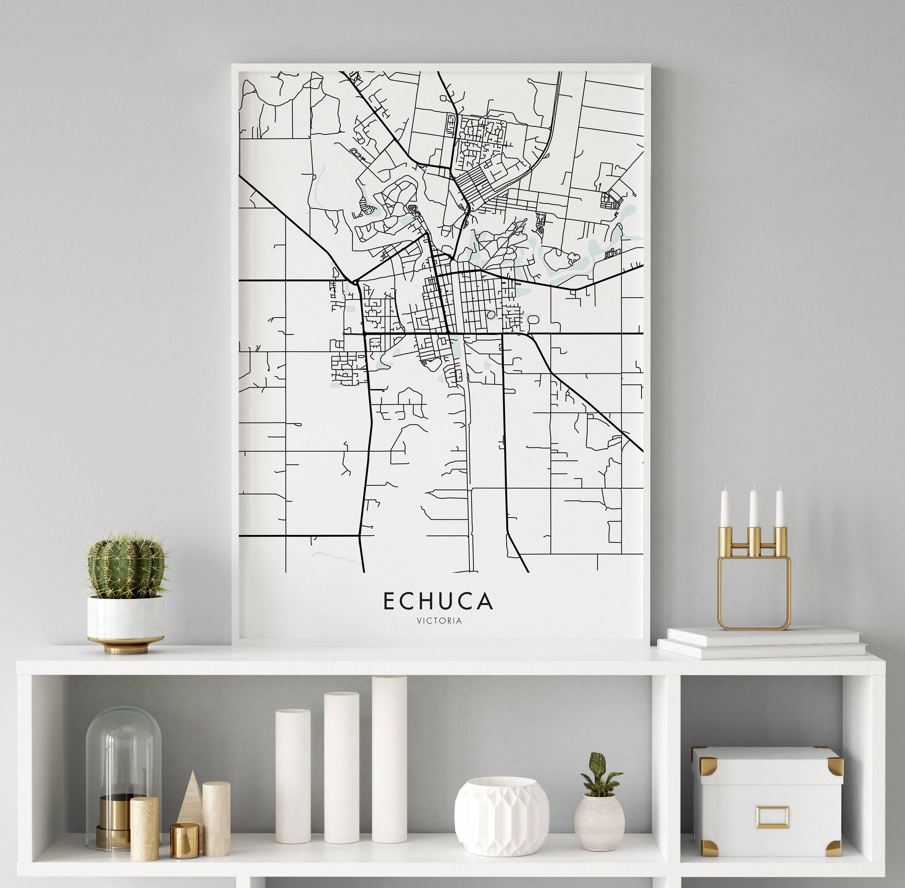 Echuca Victoria Australia City Map Print Wall Art Print At | Etsy