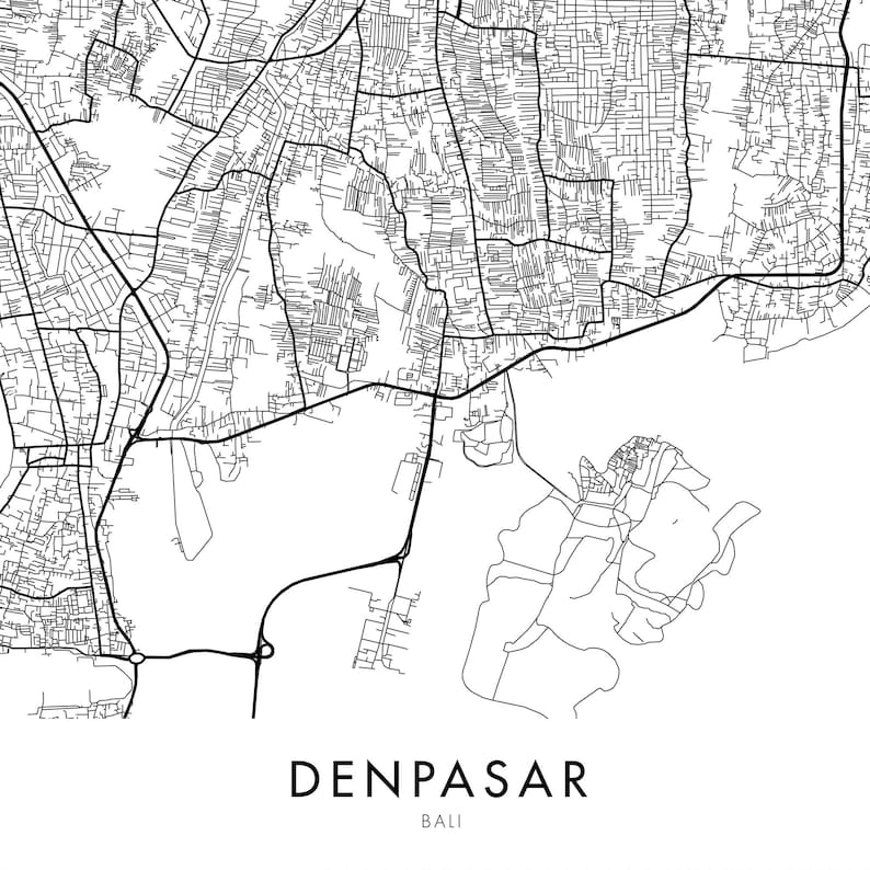 Denpasar Bali Indonesia City Map Print Wall Art Print at - Etsy