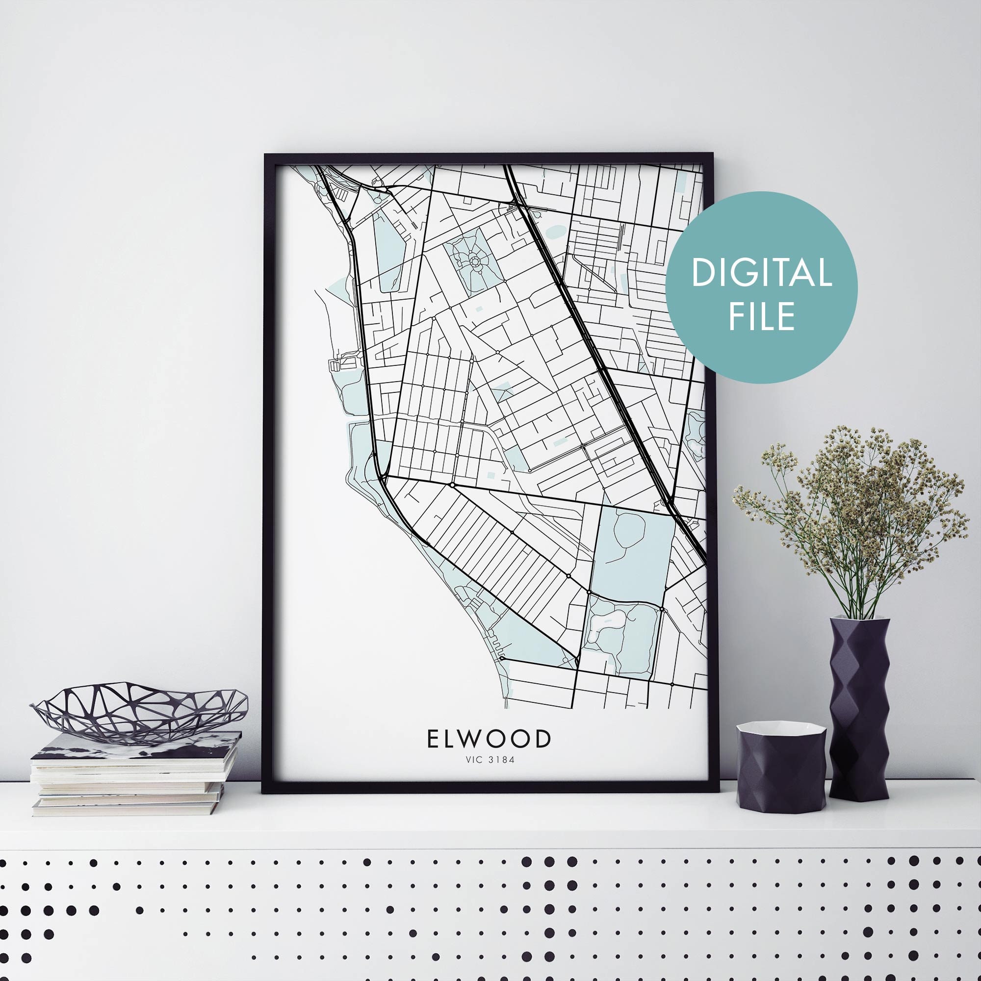 Elwood, Melbourne City Map Print Wall Art | Print at Home | Digital ...