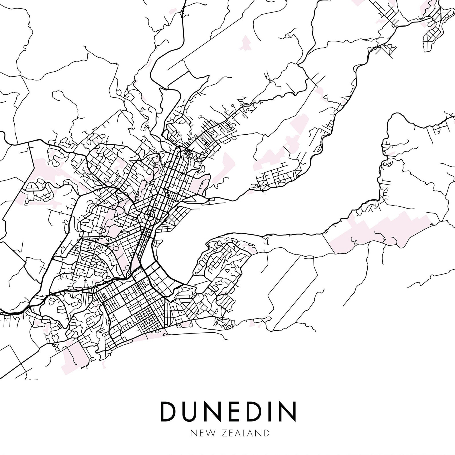 Dunedin, New Zealand City Map Print Wall Art Poster | Print at Home ...