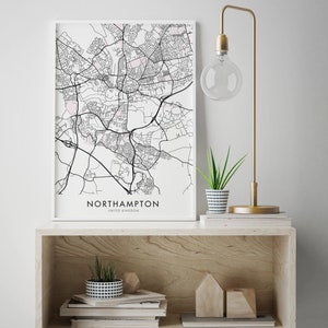 Northampton, England, UK City Map Print Wall Art | Print at Home ...