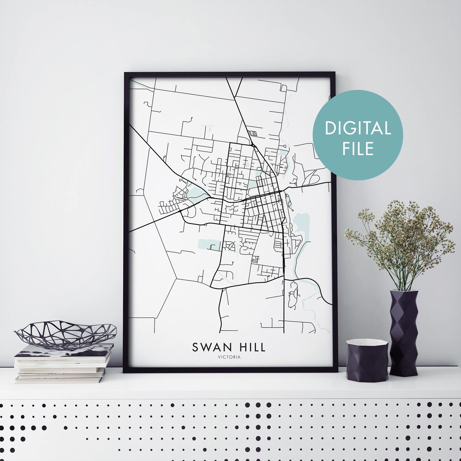 Swan Hill, Victoria, Australia City Map Print Wall Art | Print at Home ...