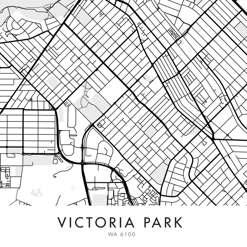 Victoria Park Perth Australia Art City Map Print Wall Art - Etsy