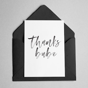 Thank You Card Minimalist Script Font thanks - Etsy