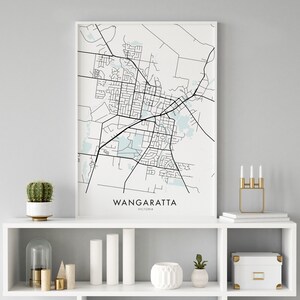 Wangaratta, Victoria, Australia City Map Print Wall Art | Print at Home ...