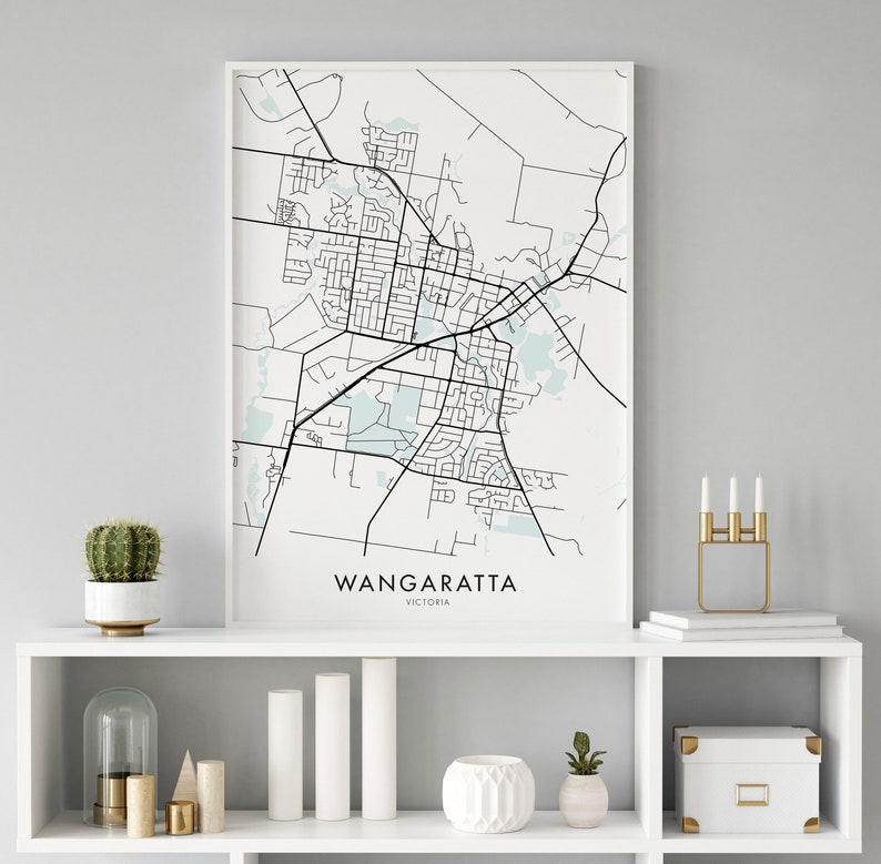 Wangaratta Victoria Australia City Map Print Wall Art | Etsy