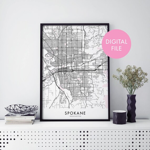 Spokane Washington City Map Print Wall Art Print at Home | Etsy