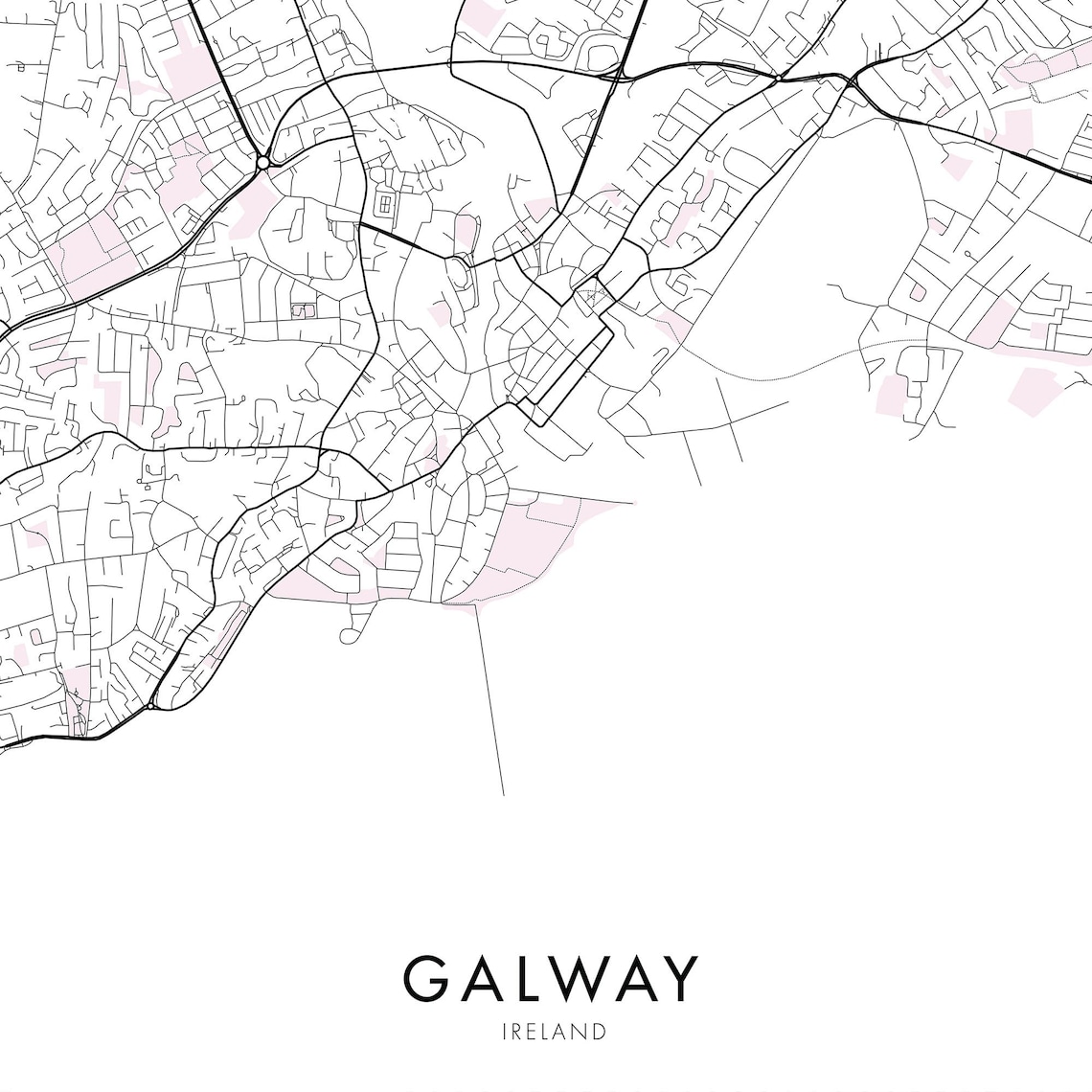 Galway Ireland City Map Print Wall Art Print at Home - Etsy