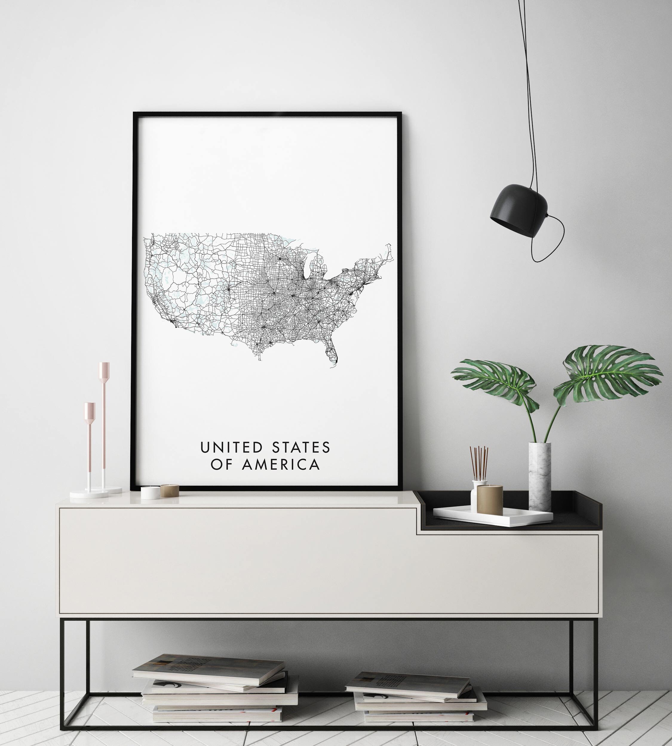 United States USA Art Country Road Map Print Wall Art A4 A3 | Etsy