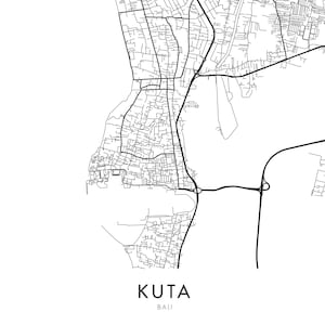 Kuta, Bali, Indonesia City Map Print Wall Art | Print at Home | Digital ...