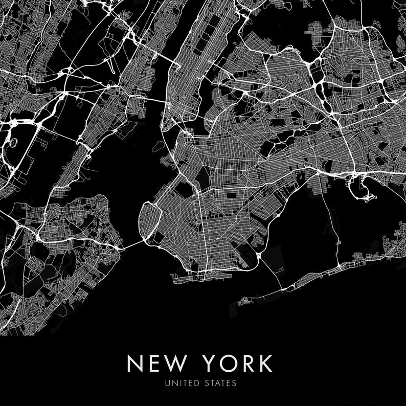New York City Art City Map Print Wall Art Print at Home - Etsy