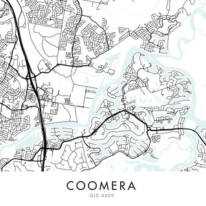 Coomera, Gold Coast, Australia City Map Print Wall Art | Print at Home ...
