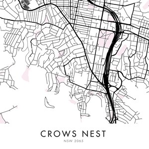 Crows Nest, Sydney, Australia City Map Print Wall Art | Print at Home ...