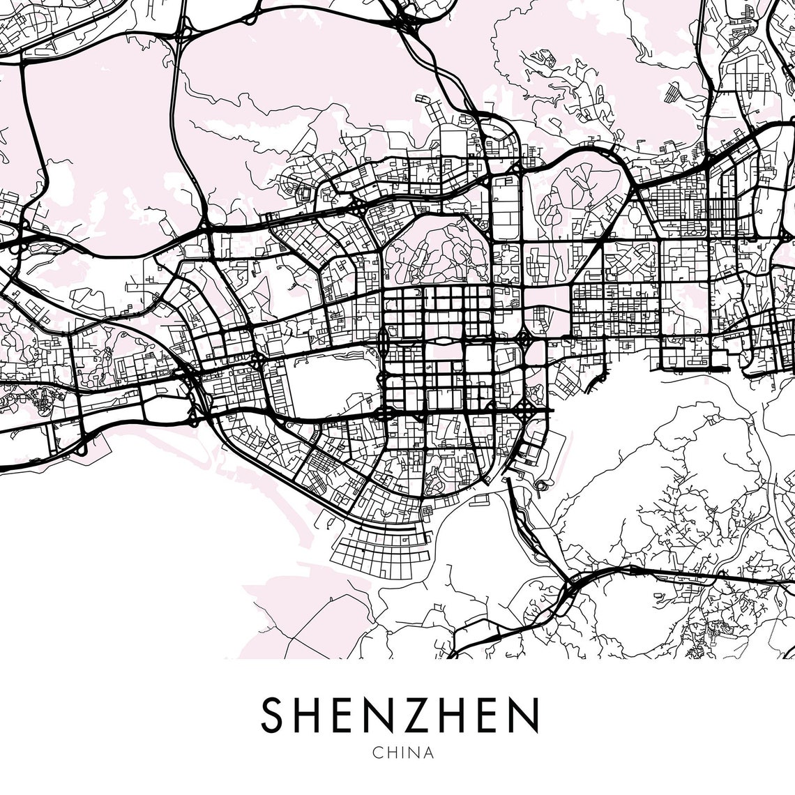 Shenzhen China City Map Print Wall Art Print at Home - Etsy