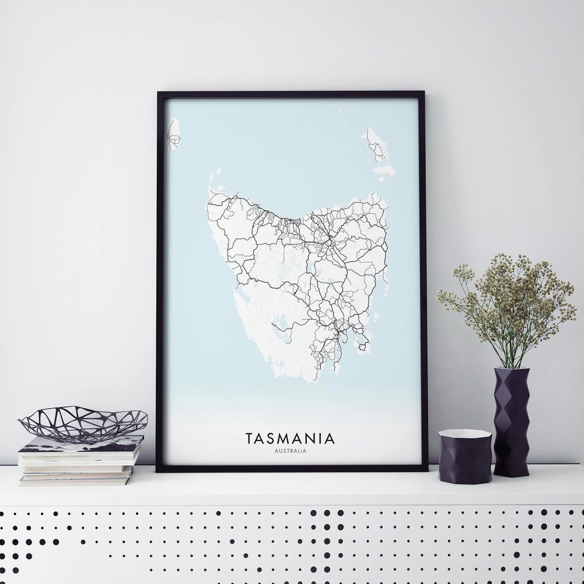 Tasmanien, Australien, TAS, State Road Map Print Wandkunst | A4 A3 A2 ...